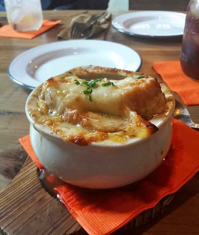 French onion soup with that gloriously melted cheese blanket makes a strong case for starting with appetizers.