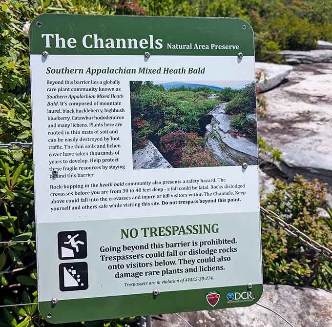 This helpful marker explains the rare plant community you're about to explore&mdash;knowledge is power, folks.