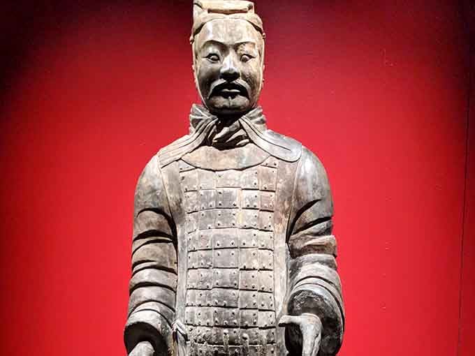 This terracotta warrior has been standing guard for millennia, now protecting Philadelphia's scientific treasures instead of emperors.