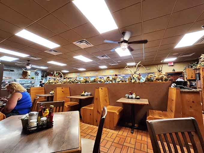 Corrugated metal, vintage signs, and farmhouse charm create the kind of atmosphere where calories don't count and stress melts away.