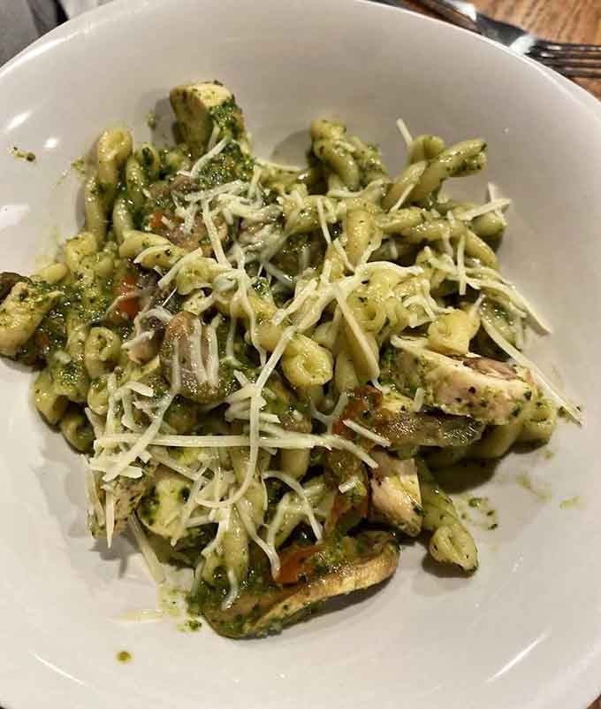 Chicken pesto pasta proves The Wooden Chair knows its way around lunch too, though breakfast steals the show.