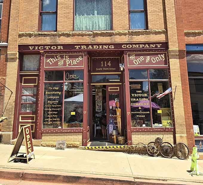 Victor Trading Company's weathered facade and eclectic window displays suggest treasures await inside for the properly curious explorer.
