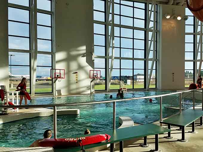Basketball hoops in the pool turn every shot into a splash-worthy moment of athletic glory or comedy.