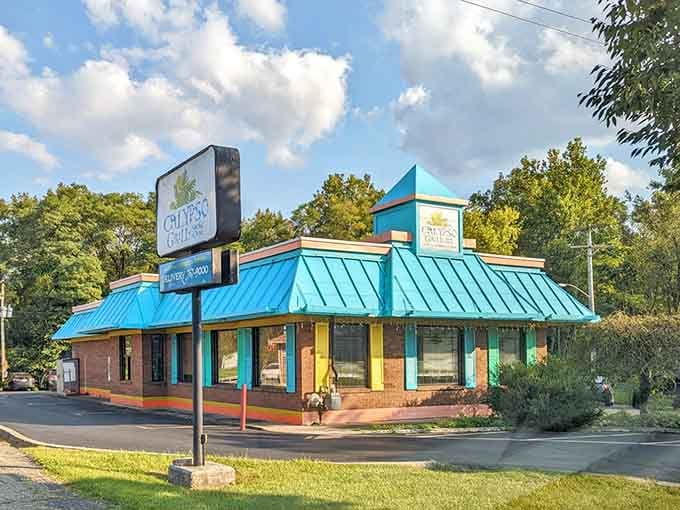 Calypso Grill's turquoise roof practically shouts "adventure awaits inside," and it's not lying about the promise.