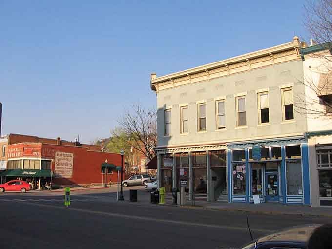 Corner buildings show off their vintage bones in soft light where small-town charm meets big mountain character.