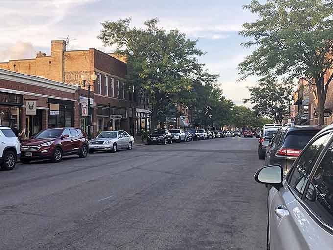Tree-lined streets create natural shade tunnels, perfect for evening strolls when the day finally cools down.
