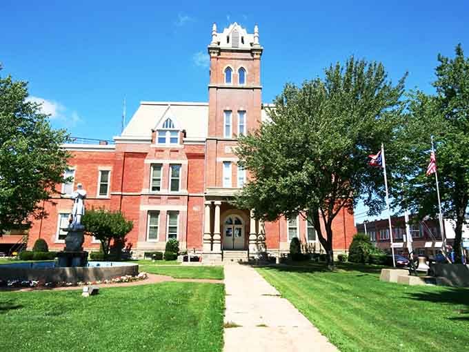 This courthouse stands like a proud grandfather, watching over the town square with Victorian-era dignity and grace.