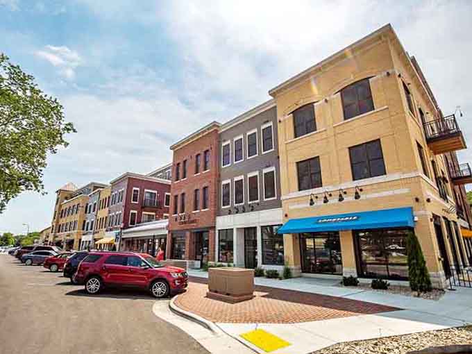 Fresh paint and thoughtful design prove that suburban shopping districts can have personality and charm to spare.