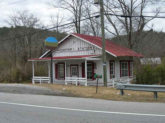 This mountain station's porch and painted trim show the care locals take preserving their slice of railroad heritage.