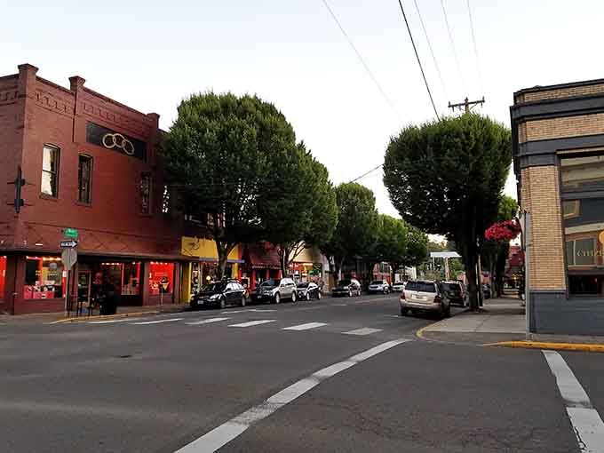 Historic storefronts line quiet streets where the biggest excitement is deciding which local shop to visit first today.