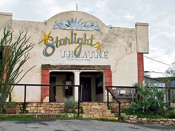 The Starlight Theatre's weathered facade and desert landscaping create an atmosphere that's beautifully broken-in, like your favorite pair of boots.