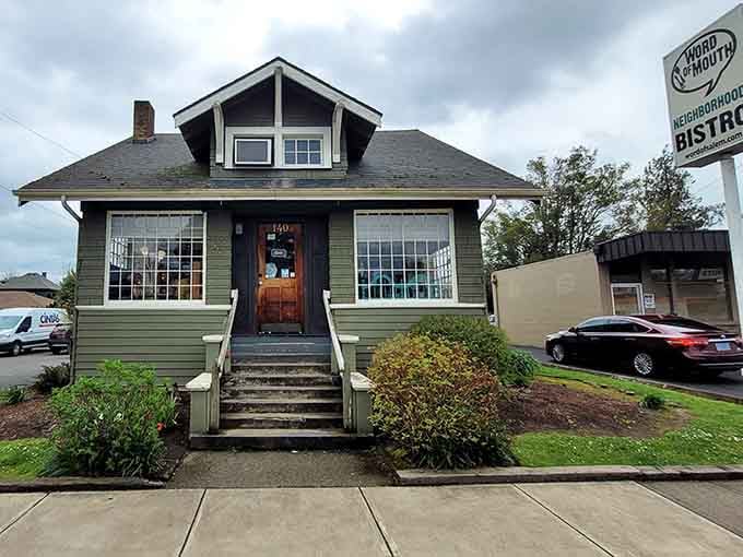 This charming converted house with its welcoming porch feels like visiting your favorite aunt's place for breakfast.