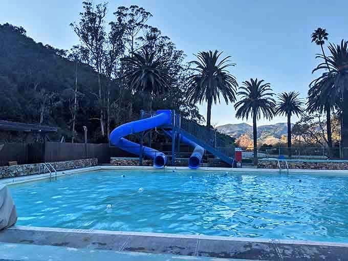Those twin blue slides promise the kind of fun that makes you forget you're technically a responsible adult.