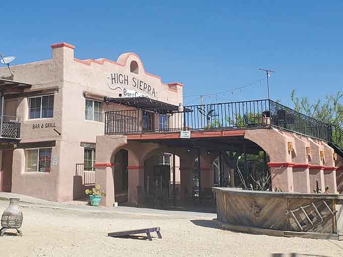 That curved staircase and pink stucco give this spot a quirky desert charm that perfectly captures Terlingua's independent spirit.