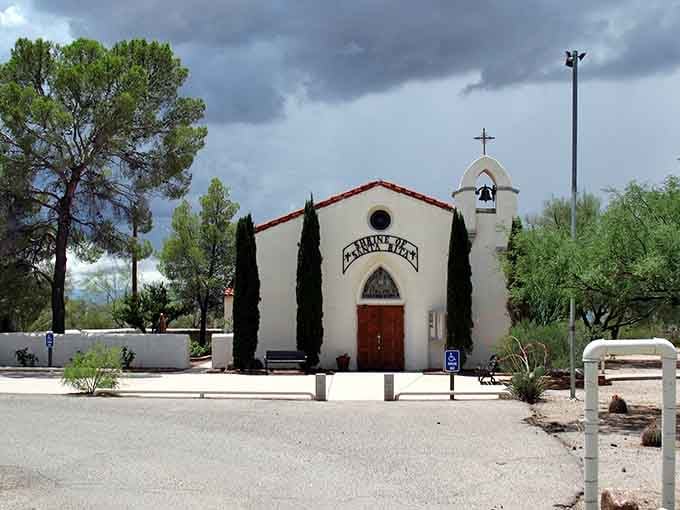 This charming chapel with its red-tiled bell tower proves small-town Arizona still values tradition and timeless architectural beauty.