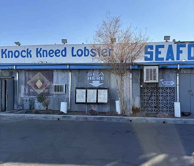 That weathered corrugated exterior isn't trying to fool anyone&mdash;this is seafood done right, desert style.