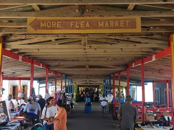 Those painted steel beams aren't just holding up the roof&mdash;they're framing your next great shopping adventure.