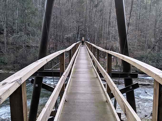 This suspension bridge over the Horsepasture River makes you feel like Indiana Jones, minus the boulder and snakes.