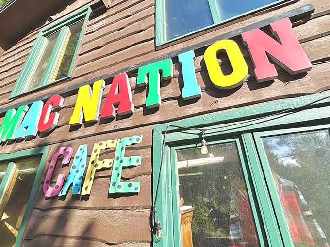 Those carnival-bright letters aren't just signage&mdash;they're a neon promise that comfort food nirvana awaits inside.