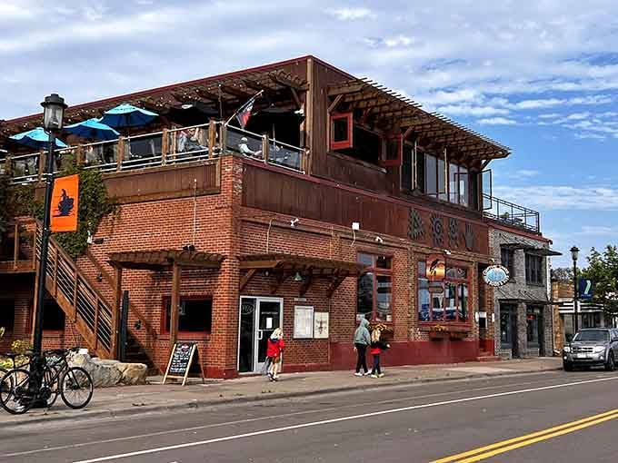 That classic brick facade has seen more history than your average building, and now it feeds hungry people instead of counting their money.