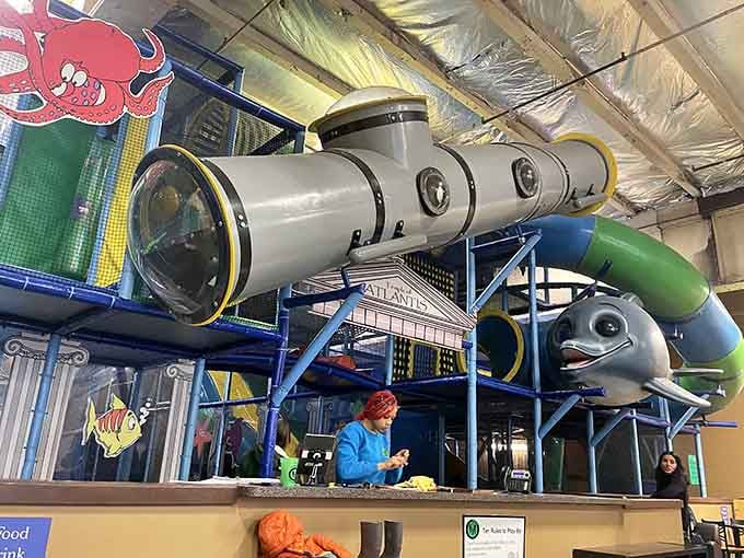That submarine structure isn't messing around, it's basically Jules Verne meets jungle gym engineering at its finest.