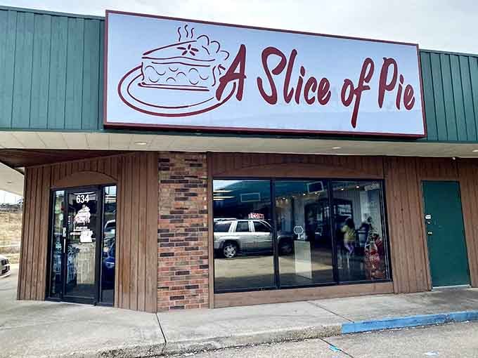 That cheerful sign promises exactly what's inside: honest-to-goodness pie that'll make your day infinitely better.