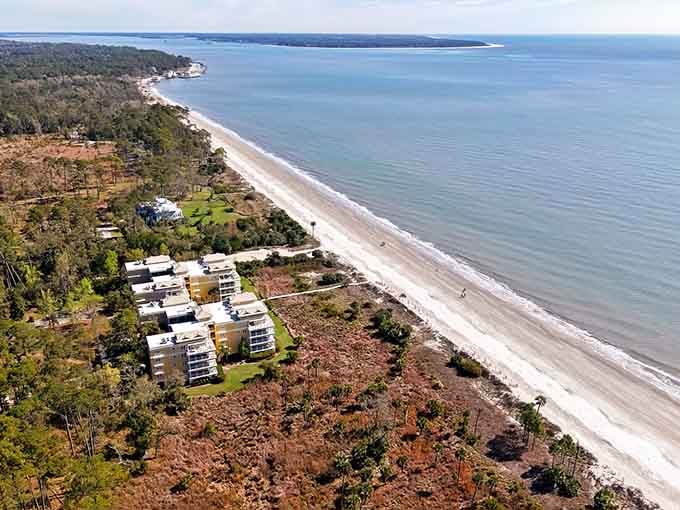 The pristine coastline of Daufuskie Island stretches for miles, offering peaceful beaches where crowds are refreshingly nonexistent and relaxation comes naturally.