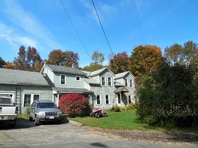 Classic New England homes nestle among fall foliage in Hawley, where neighbors are few and the living is peaceful and self-reliant.