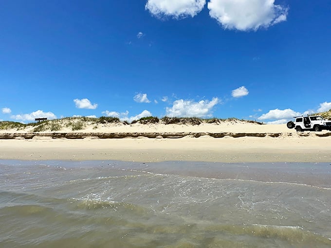 Miles of untouched beach waiting for footprints that'll wash away with the next tide.