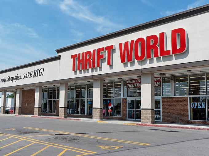 That bold red signage isn't messing around, it's practically shouting "treasures inside" from the parking lot.