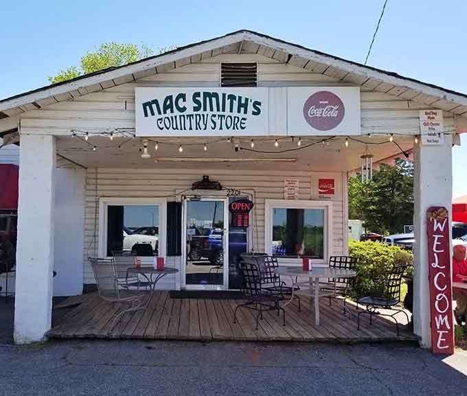 That classic Coca-Cola sign and wooden porch whisper promises of simpler times and seriously good eats.