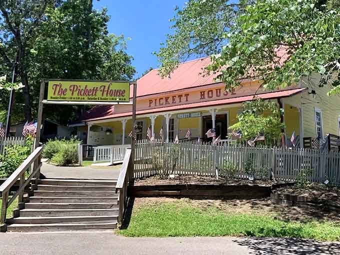 That red roof and welcoming porch aren't just charming, they're a beacon calling you to fried chicken paradise.