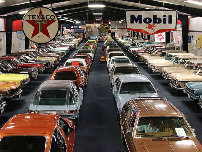 Rows of gleaming chrome stretch toward the horizon like automotive poetry written in steel and paint.