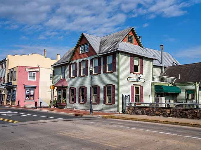 The charming Mill Race Village showcases colorful historic buildings that transport you back to simpler times in Mount Holly's past.