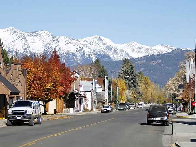 Main Street framed by autumn fire and snow-capped peaks&mdash;this is the Oregon nobody talks about enough.