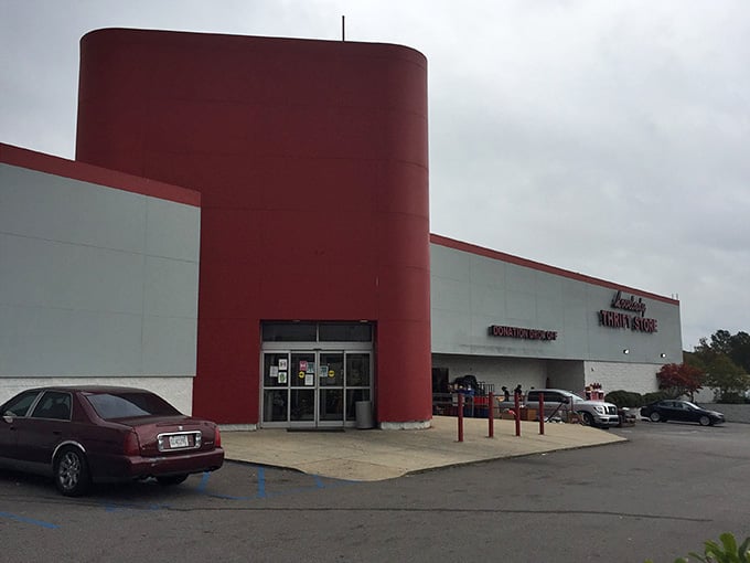 That bold red exterior isn't just for show; it's basically a beacon calling bargain hunters from miles around.