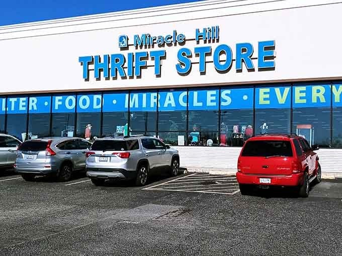 That blue storefront isn't just a thrift store, it's your ticket to retail therapy without the guilt.