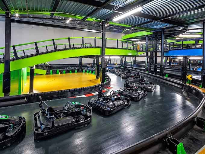 Look at those elevation changes and sweeping curves that make this three-story track an absolute thrill for speed enthusiasts everywhere.