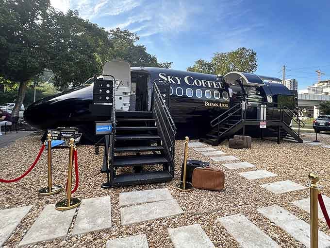 That sleek black fuselage isn't heading to LaGuardia, it's serving cortaditos with a side of aviation nostalgia.