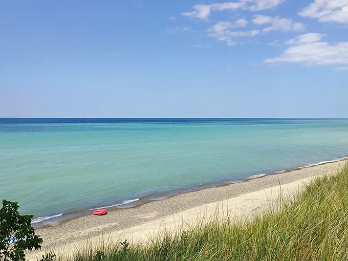 Lake Michigan doing its best impression of the Caribbean, and honestly, it's nailing the audition.