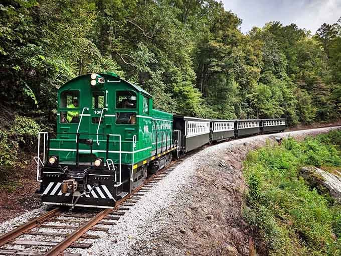 That green locomotive isn't just pretty &ndash; it's your ticket to three hours of pure mountain magic.