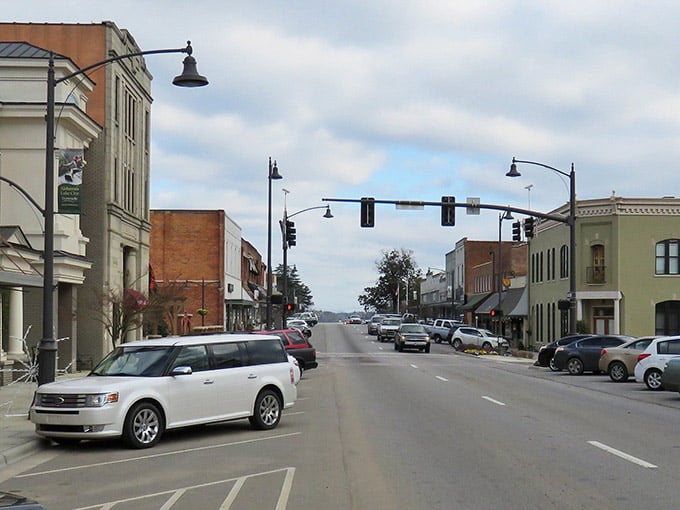 Main Street stretches toward the lake in the distance, inviting you to slow down and remember when towns had actual centers.