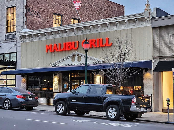 That blue awning on Kirkwood Avenue is your beacon to seafood excellence in the heart of Indiana.
