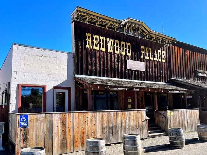 The Redwood Palace wears its history on its sleeve, or in this case, on its beautifully aged exterior.