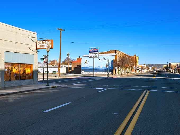 Downtown Alturas at dusk looks like a movie set, except the extras all went home and forgot to come back.