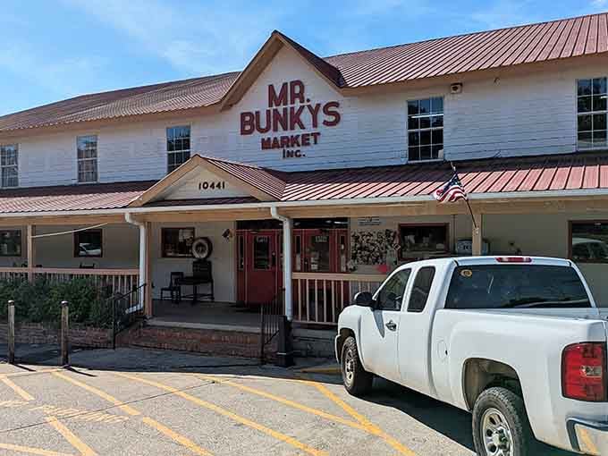 The covered porch and country store exterior promise authenticity, and boy, does it deliver on that promise.