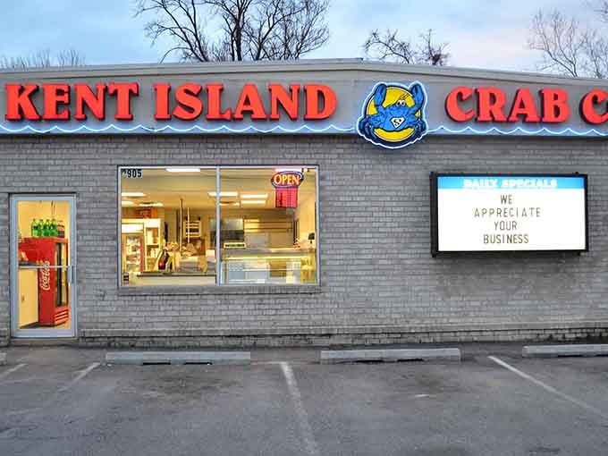 That cheerful blue crab logo practically winks at you, promising the kind of authentic seafood experience that doesn't need fancy trimmings.