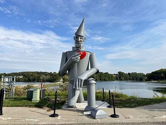 There he is in all his metallic glory, proving that Hart, Michigan knows how to make a statement by the water.