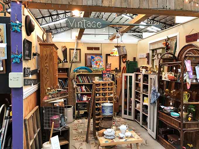 Every booth tells its own story, from vintage signage overhead to treasures tucked into every available corner and shelf.