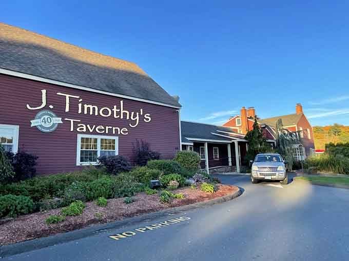 That red barn exterior isn't fooling anyone - inside lies Connecticut's wing paradise waiting to be discovered.